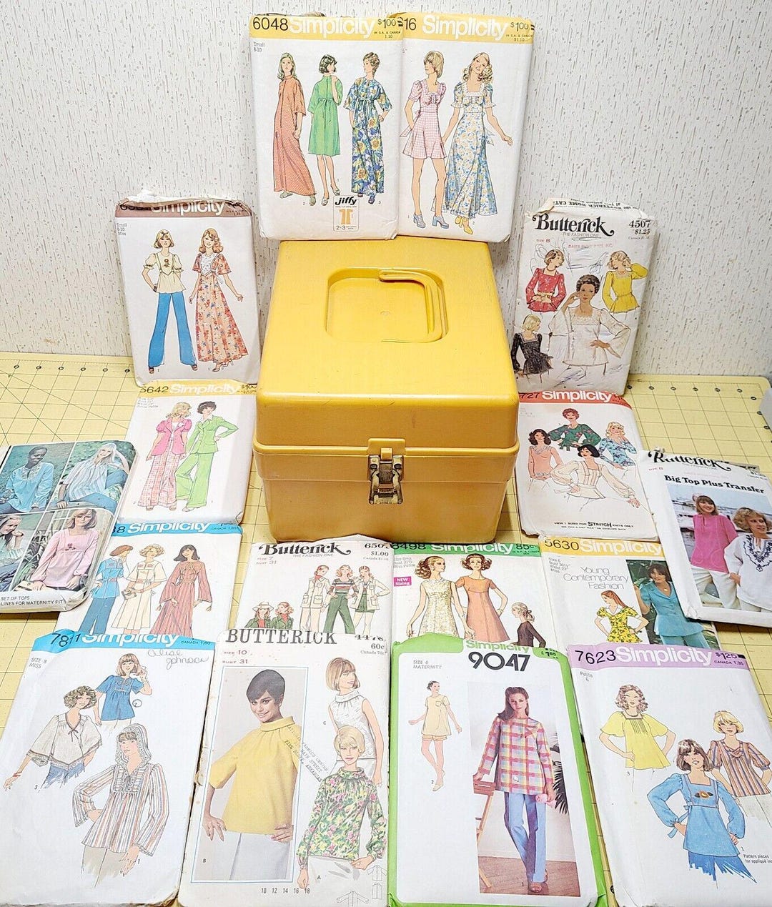 Vintage Wilson Wil Hold Sewing Box Yellow Plastic With Patterns - Etsy