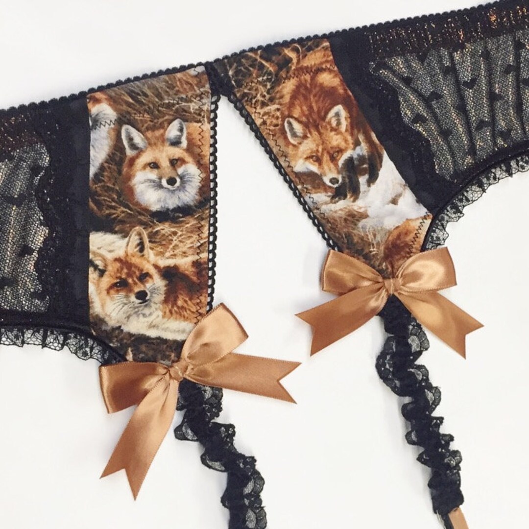 Black Heart Fox Garter Belt With Metallic Rose Gold Accents Pick Your ...