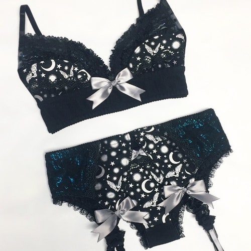 Black Cat Halloween Print Bra Pick Your Size | Etsy