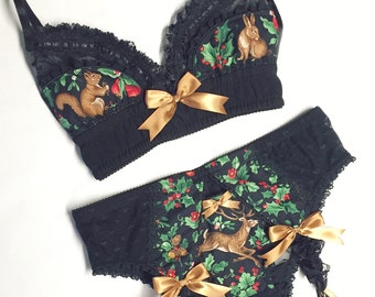 Black Heart & Wolf Print Bra Pick Your Size | Etsy