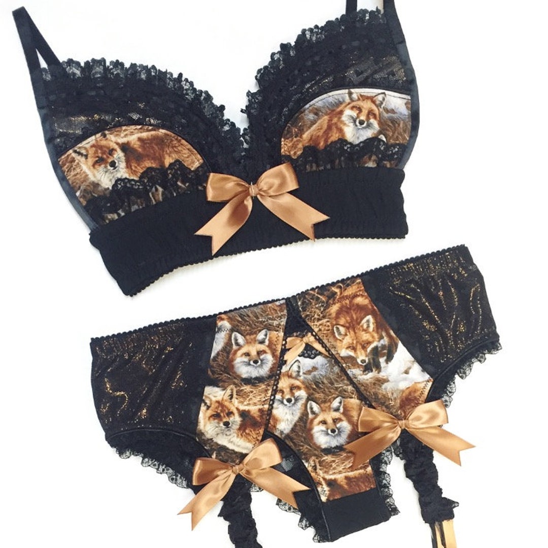 Black Heart Fox Bra With Metallic Rose Gold Accents Pick Your Size - Etsy