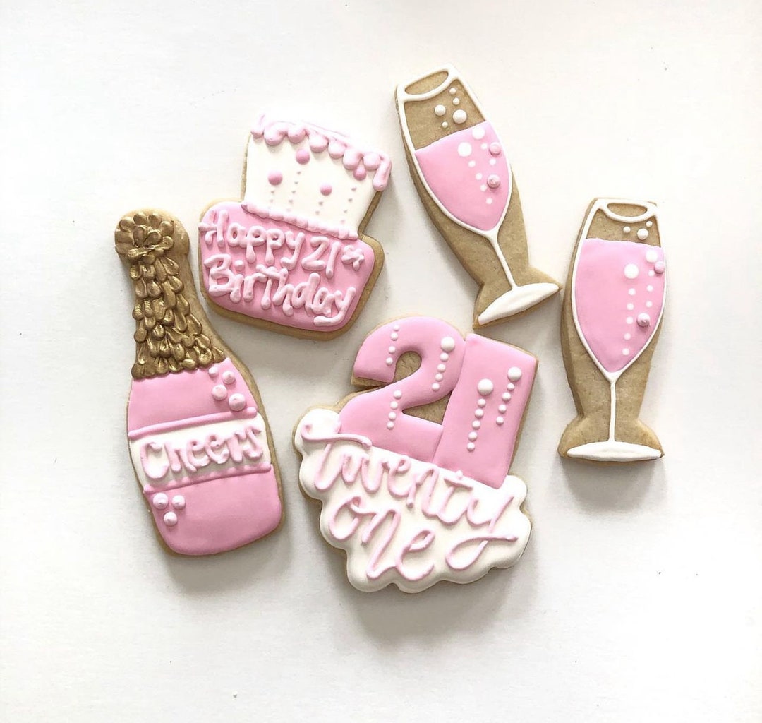 One Dozen 21st Birthday Themed Cookies - Etsy