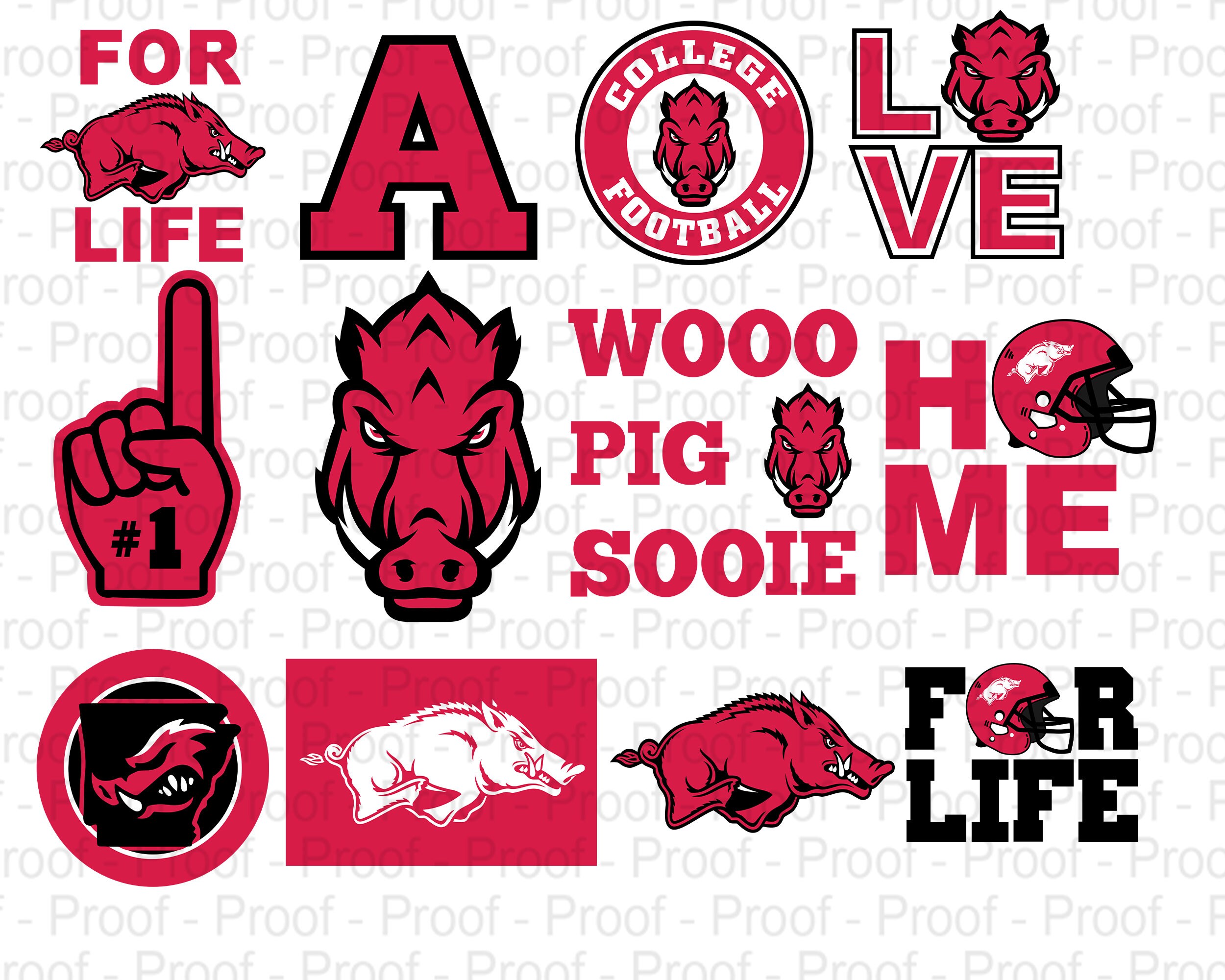 12 File Bundle Arkansas Razorbacks Woo Pig Sooie Stacked With Razorback ...