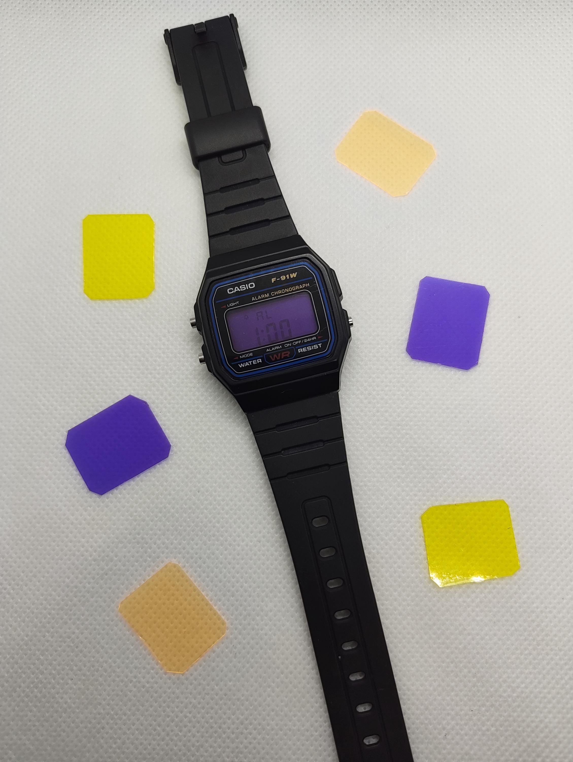 Casio F91W Color Filter Mod Kit: Red, Blue, Green LCD - Etsy