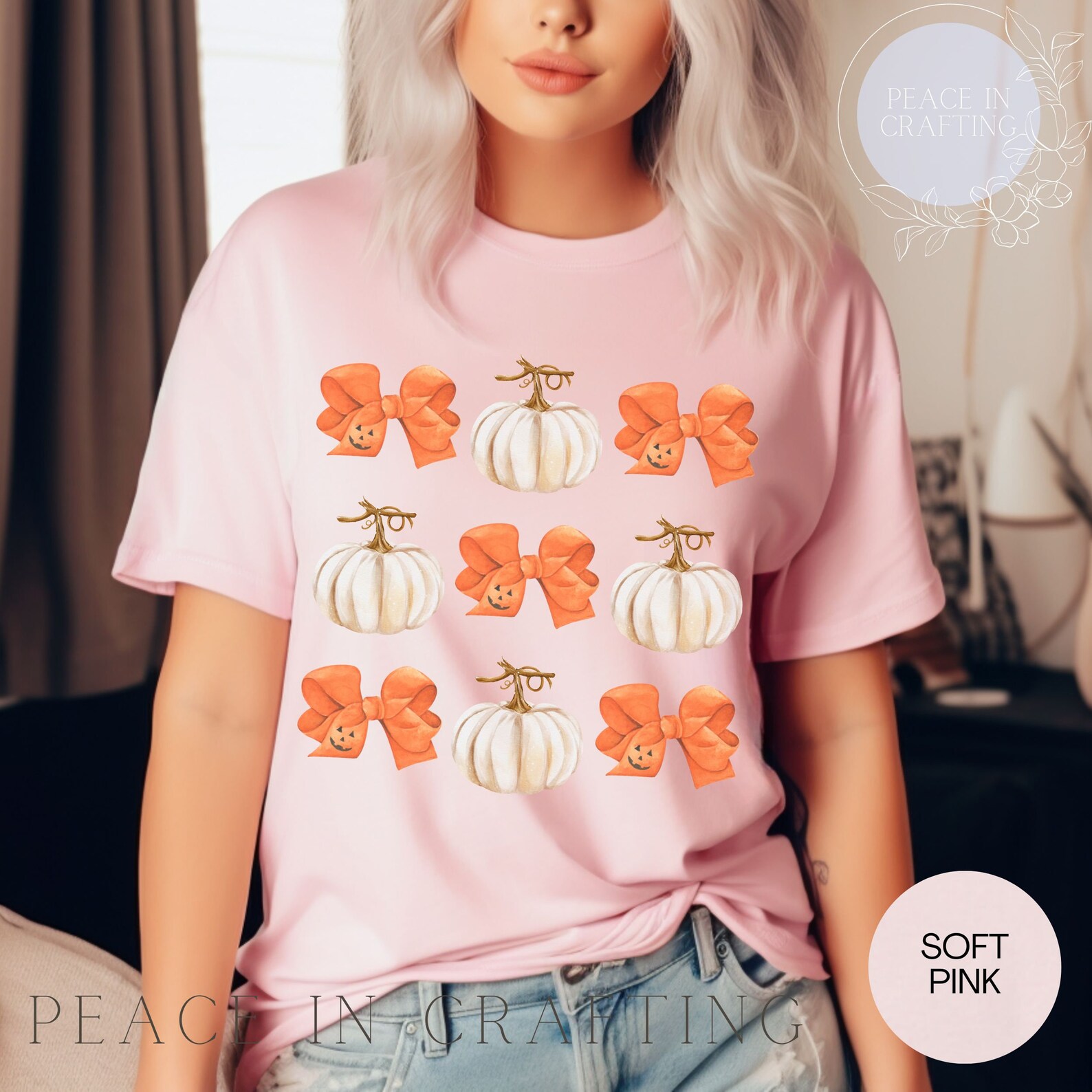 Retro Fall Pumpkin Bow Shirt, Fall Coquette Bow Shirt, Autumn Pumpkin T ...