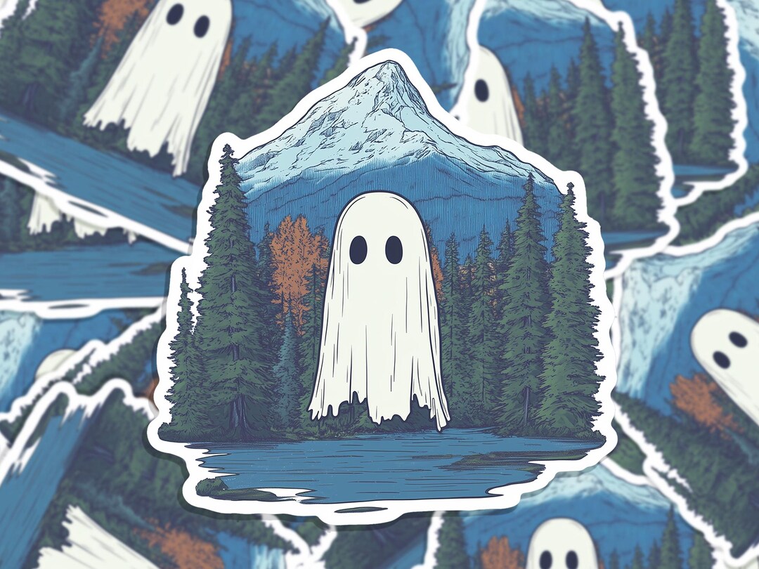 Mountain Ghost Sticker, Vinyl Stickers, Glossy, Laptop Stickers, Fall ...