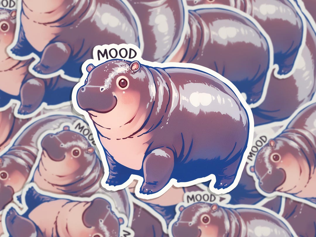 Moo Deng Mood Hippo Sticker: Matte Vinyl Decal - Etsy