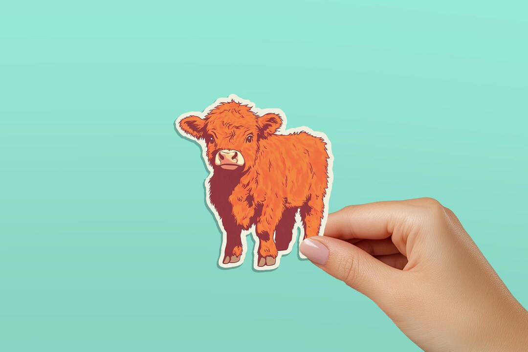 Highland Cow Sticker, Animal Lover, Cute Stickers, Fuzzy Cows , Laptop ...