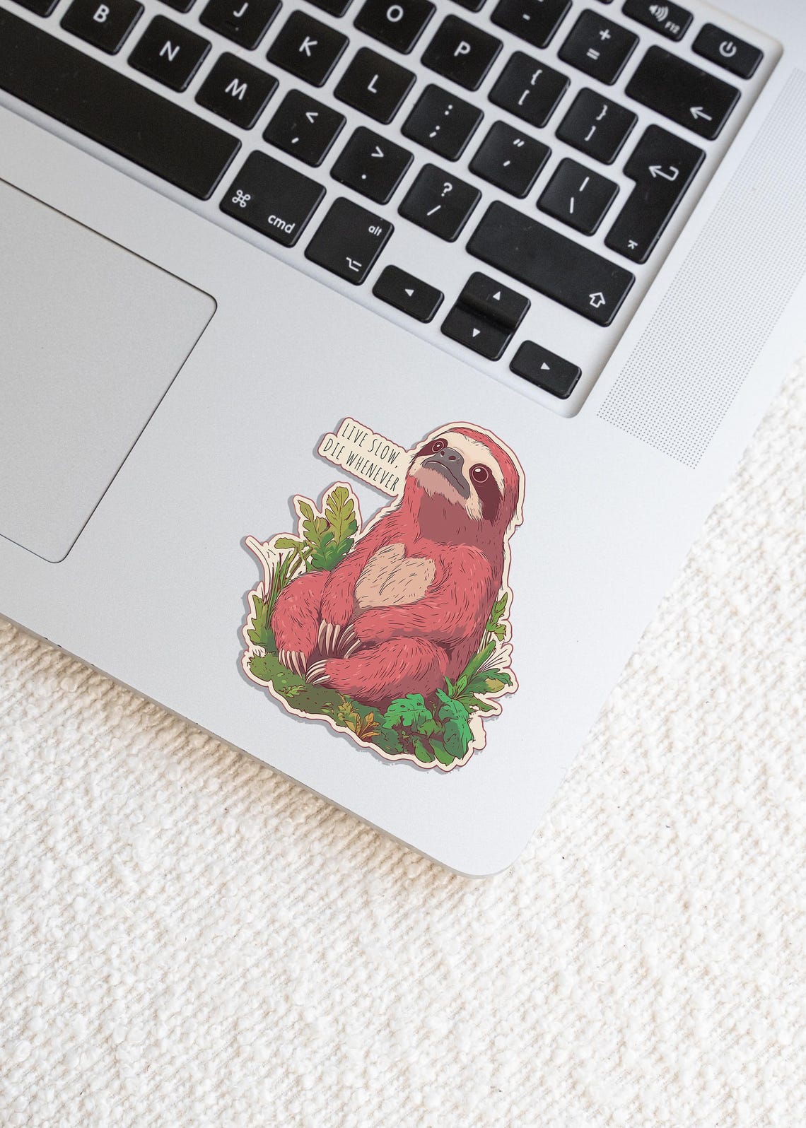 Live Slow, Die Whenever Sticker, Sloth Stickers, Fun Decal, Laptop ...