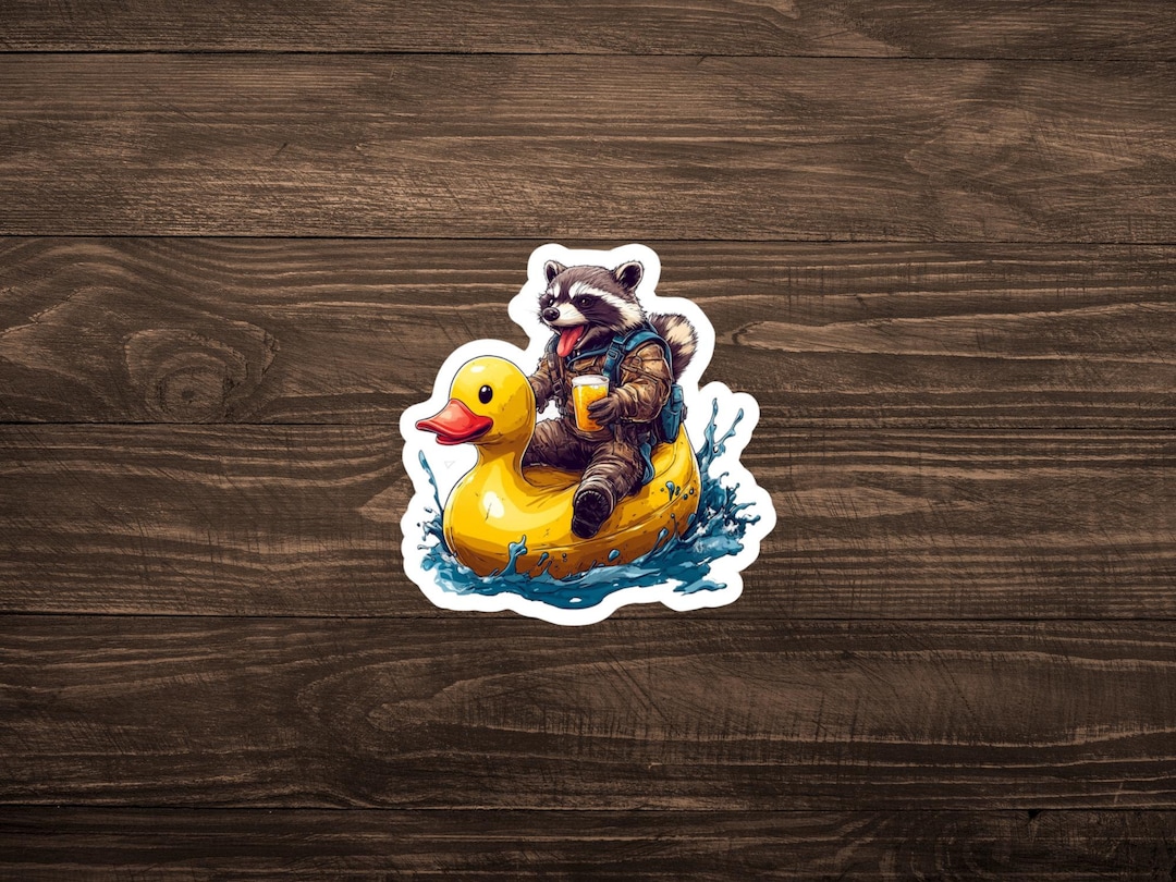 Raccoon Rubber Duck Sticker, Vinyl Stickers, Fun Decal, Laptop Stickers ...
