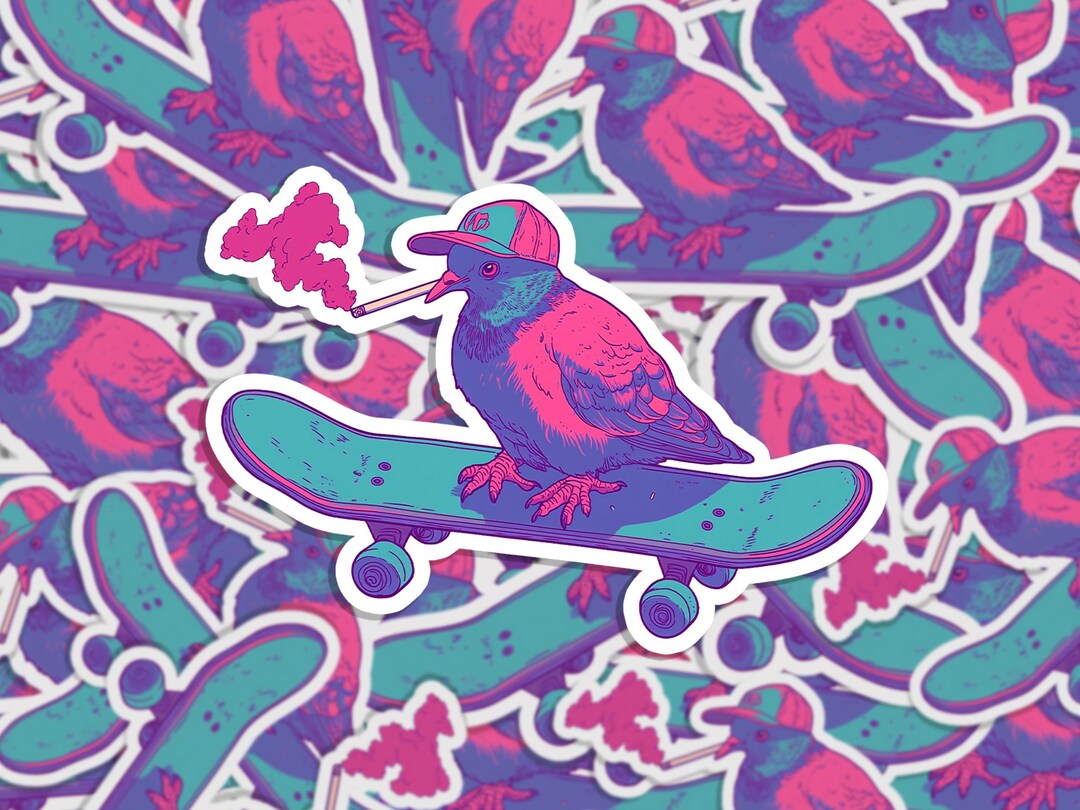 Skateboard Pigeon Sticker, Vinyl Stickers, Waterproof Decal, Laptop ...