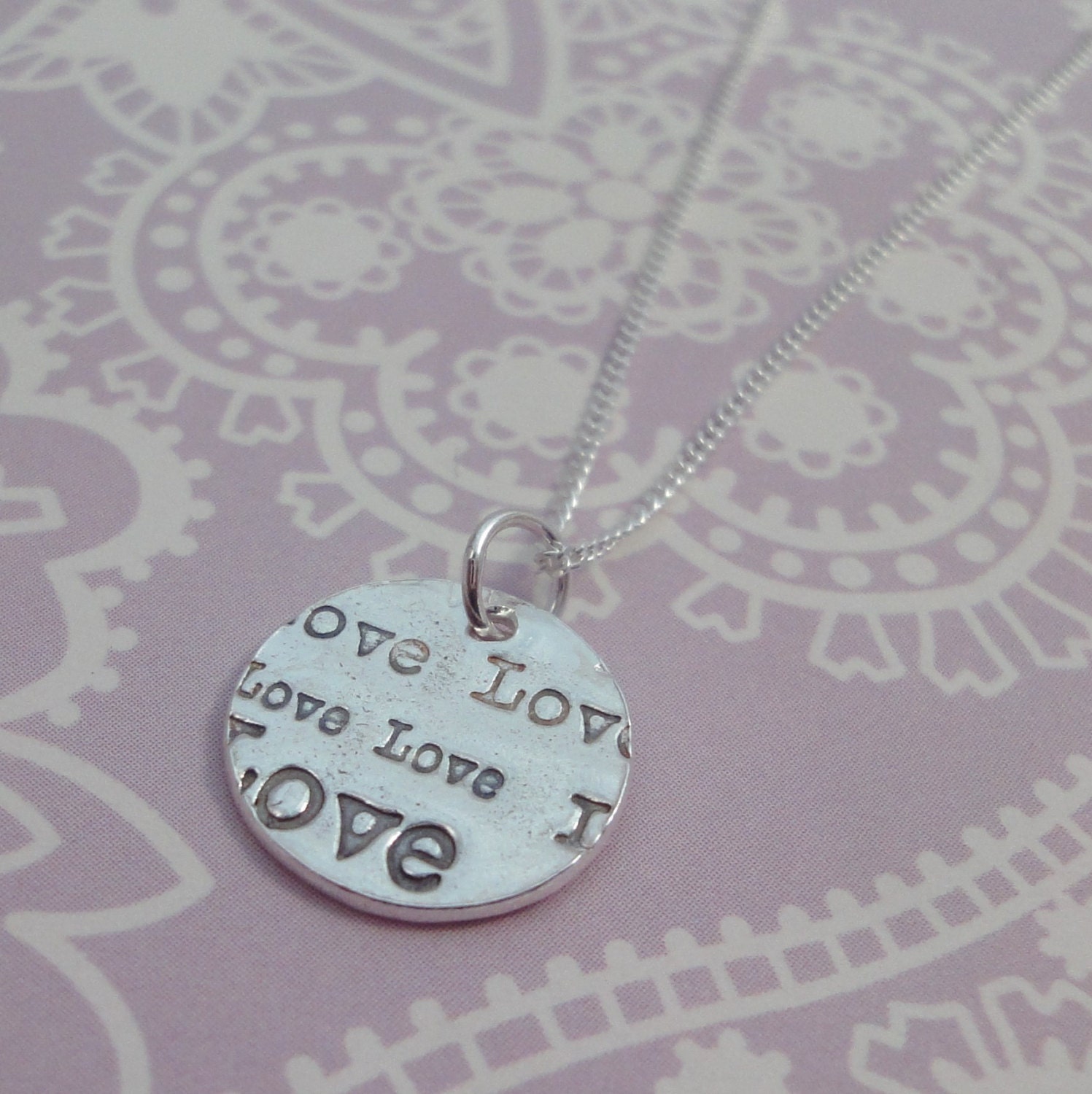 Small Love Print Necklace - One Off - Etsy UK