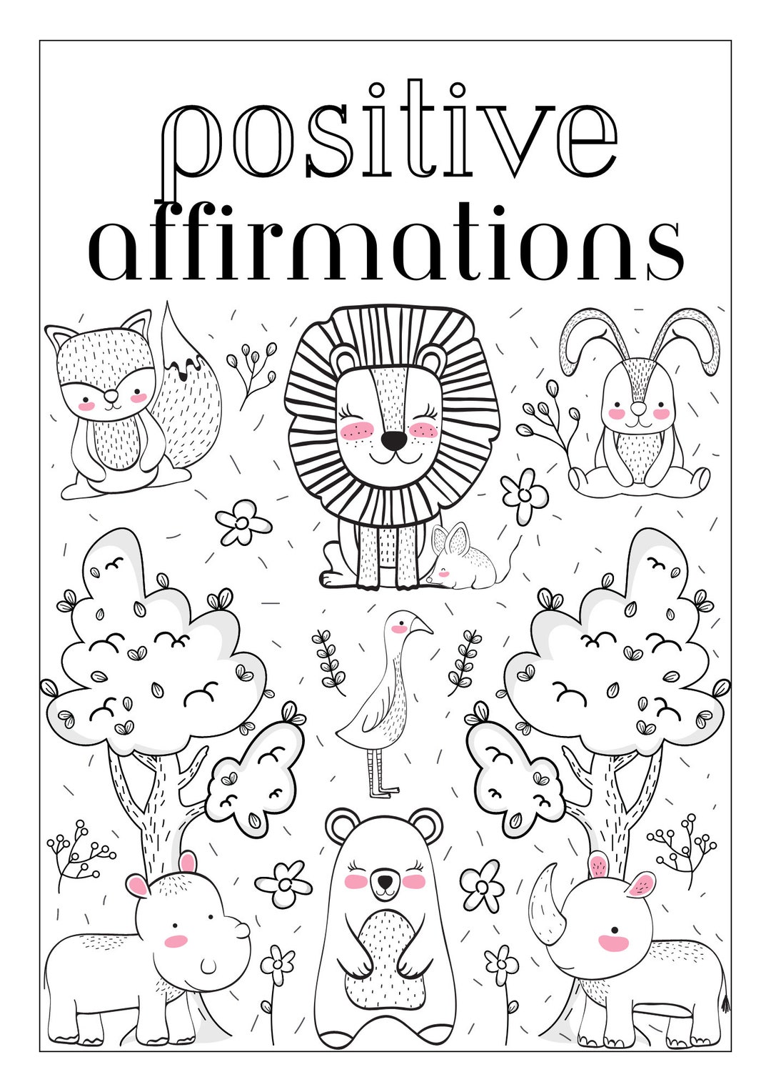 Wild Animals Positive Affirmations Coloring Book - Etsy