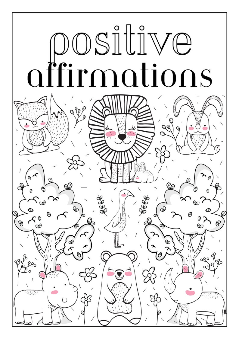 Wild Animals Positive Affirmations Coloring Book - Etsy