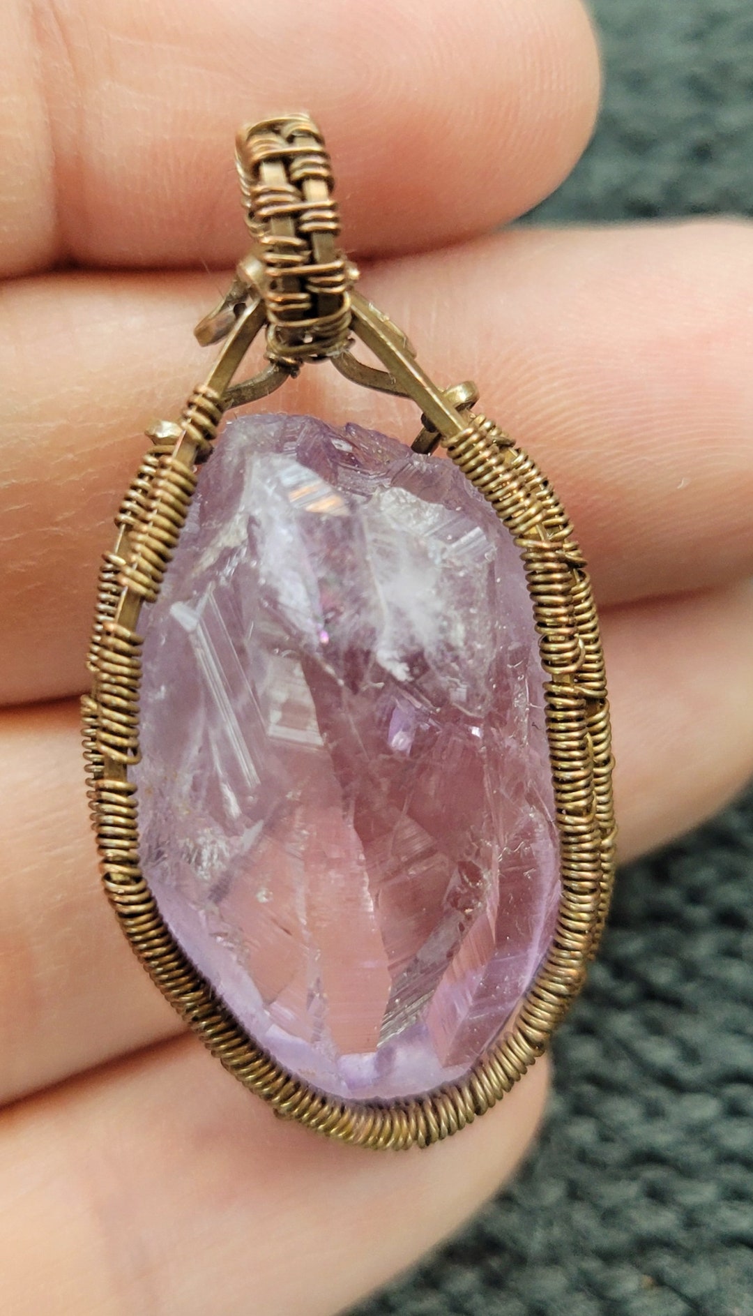 Amethyst Crystal Wire Wrapped Pendent Raw Amethyst Jewelry Natural ...