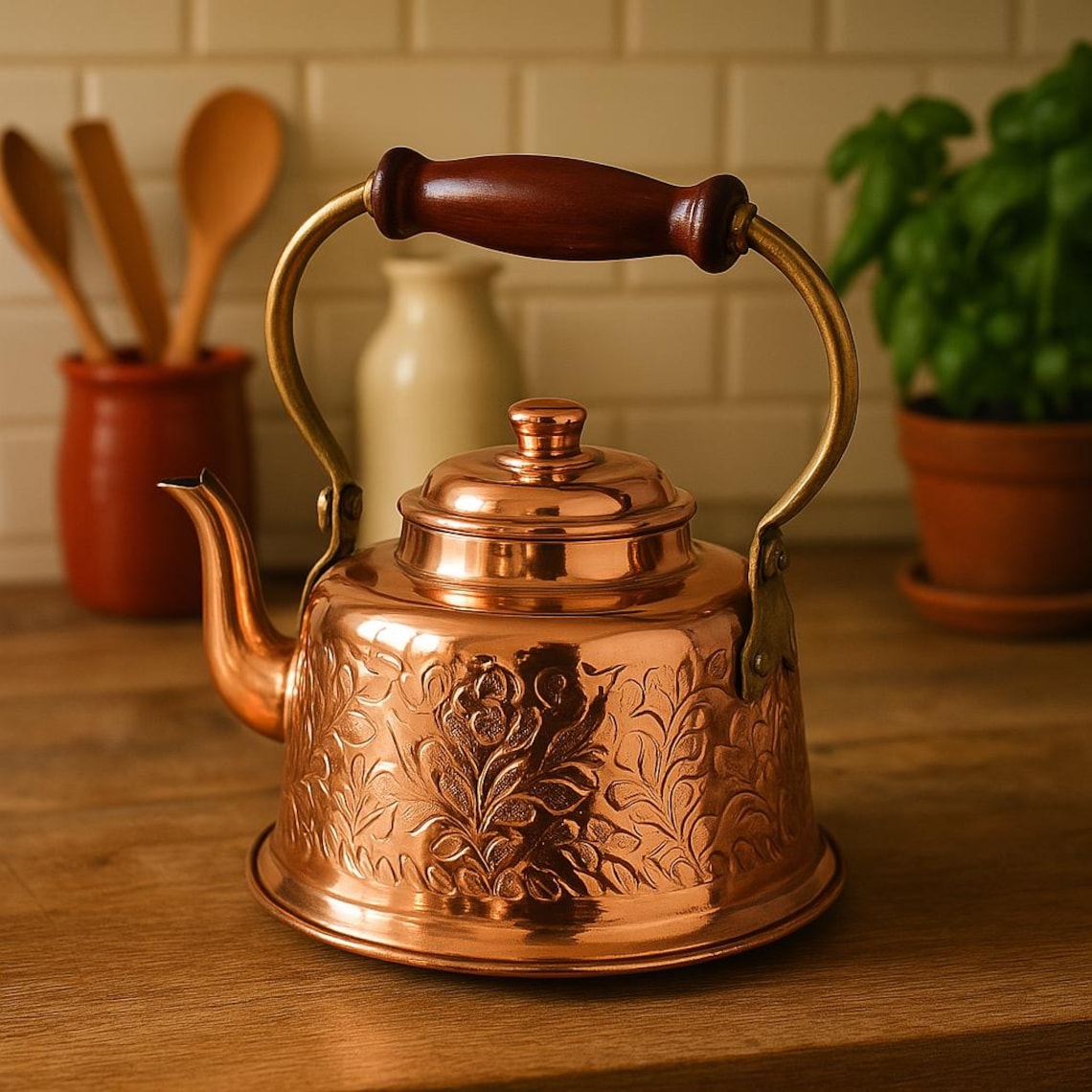 Handcrafted Copper Tea Kettle: Vintage Inspired Elegant Serving - Etsy