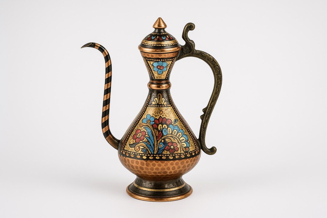 Handcrafted Enamel Copper Ewer: Ottoman Turkish Decor - Etsy