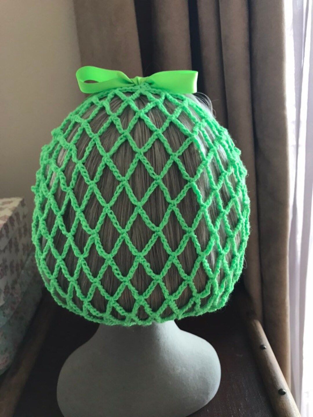 Atomic Green Acrylic Snood/hairnet Crocheted to an Original 1940s ...