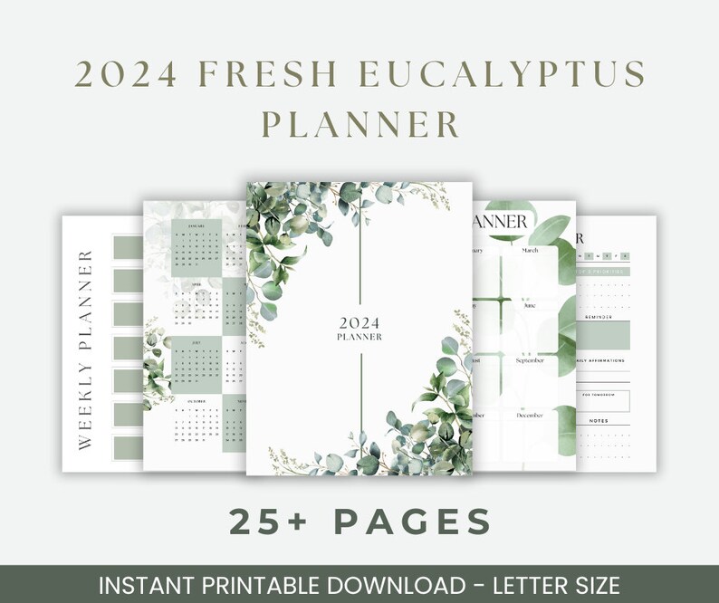 2024 Fresh Eucalyptus Digital Planner Printable - Etsy