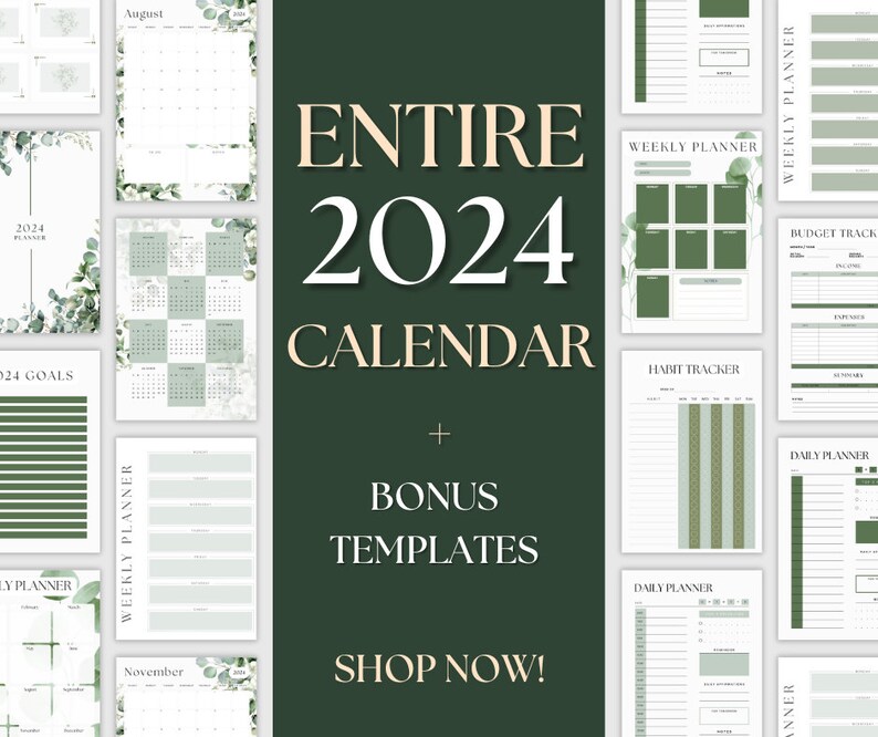 2024 Fresh Eucalyptus Digital Planner Printable - Etsy
