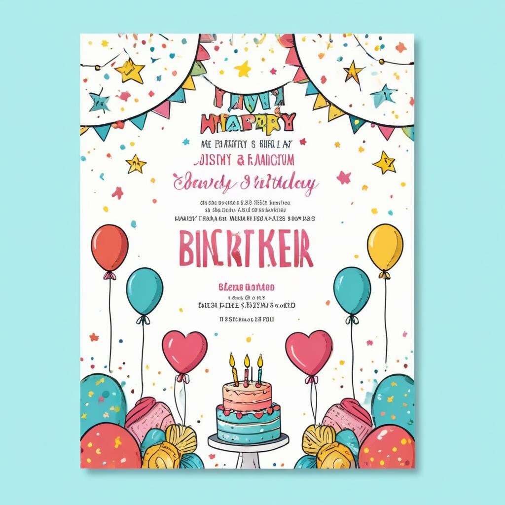 Hand Drawn Birthday Party Invitation Template - Etsy