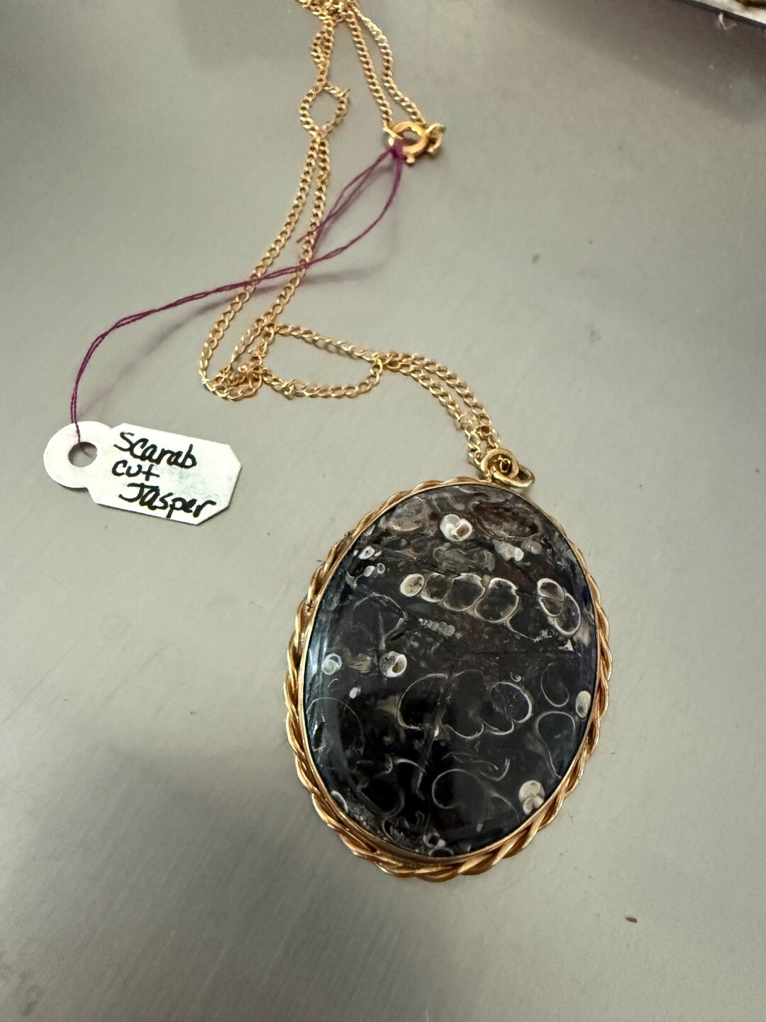 Scarab Cut Jasper Pendant Necklace - Etsy