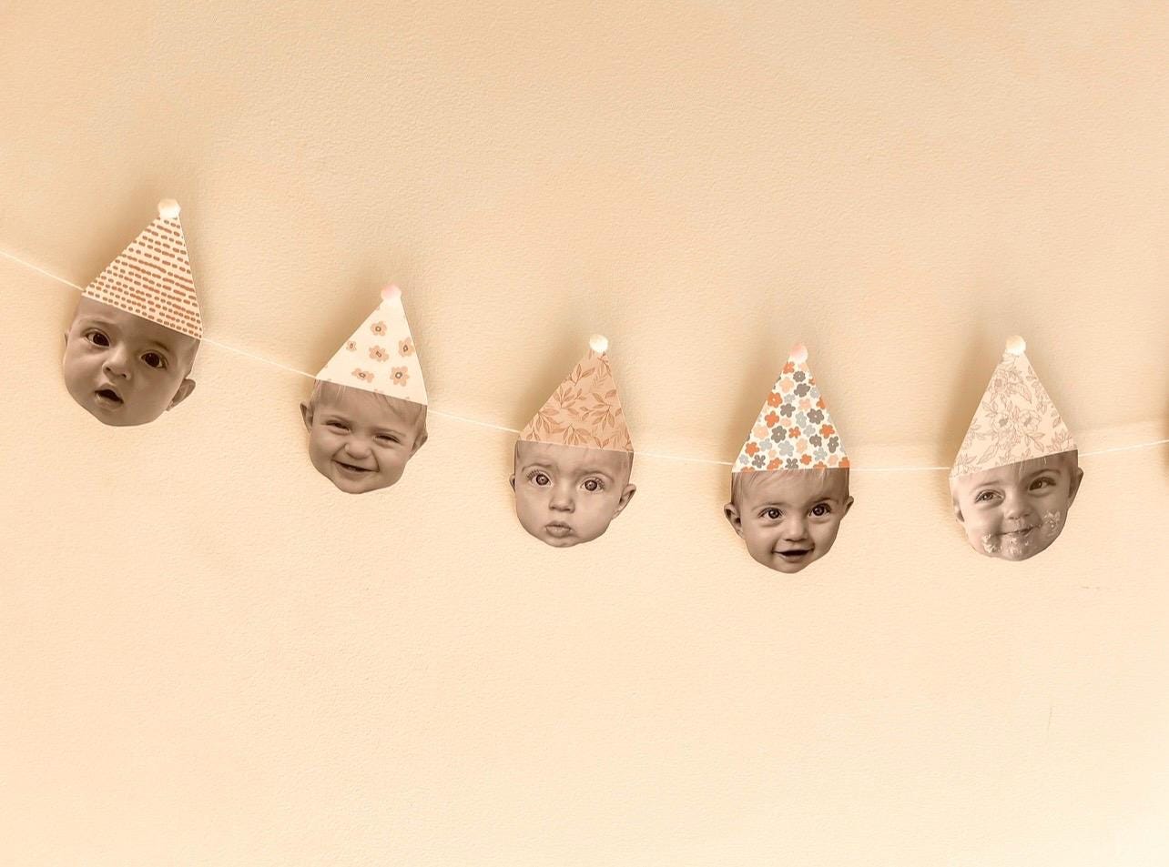 Custom Handmade Photo Face Banner, Baby Face Birthday Garland, Baby ...