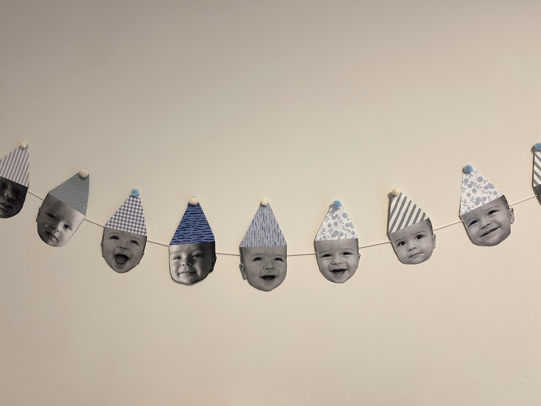 Custom Handmade Photo Face Banner, Baby Face Birthday Garland, Baby ...