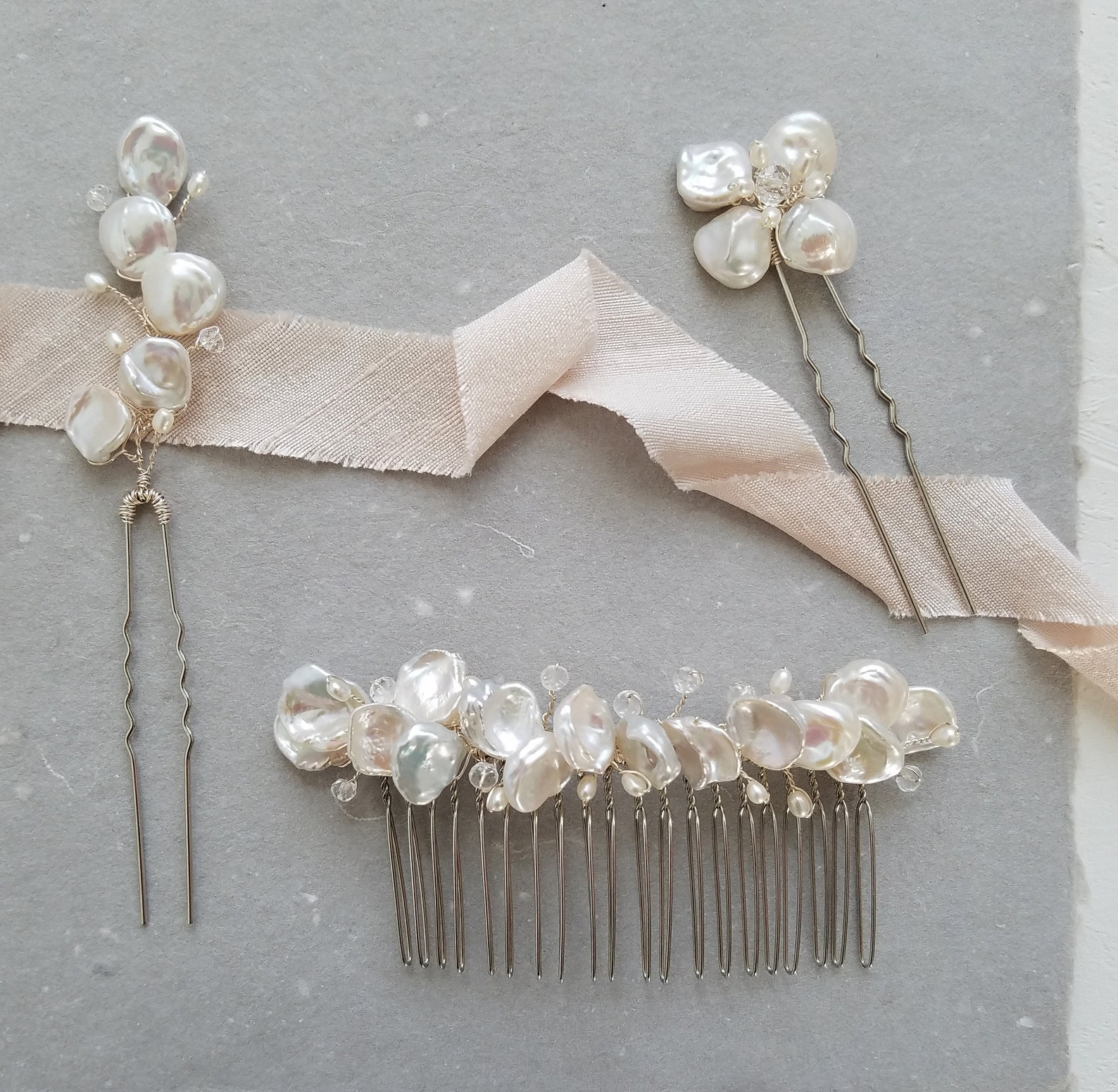 Pearl Flower Hair Pin Freshwater Pearl Hair Pin Pearl Bridal - Etsy