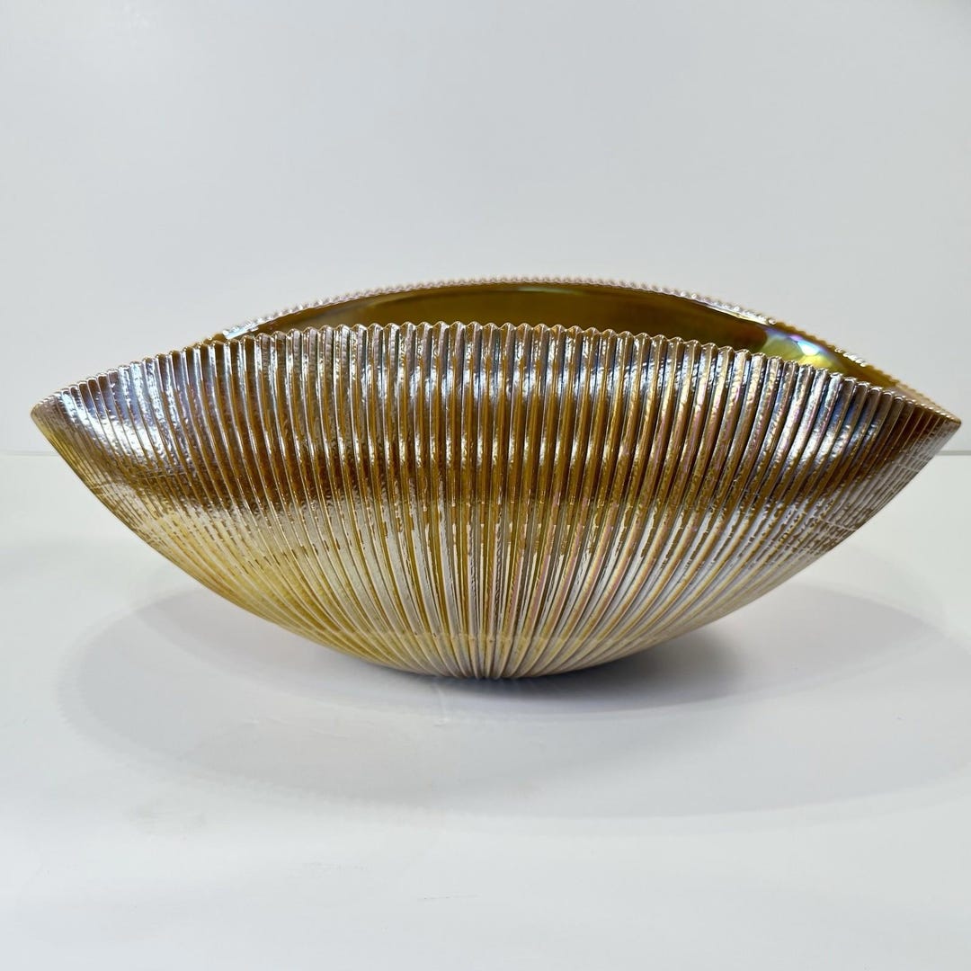 Vintage MCM Centerpiece Yalos Casa Murano Italy Iridescent Shell Shaped ...