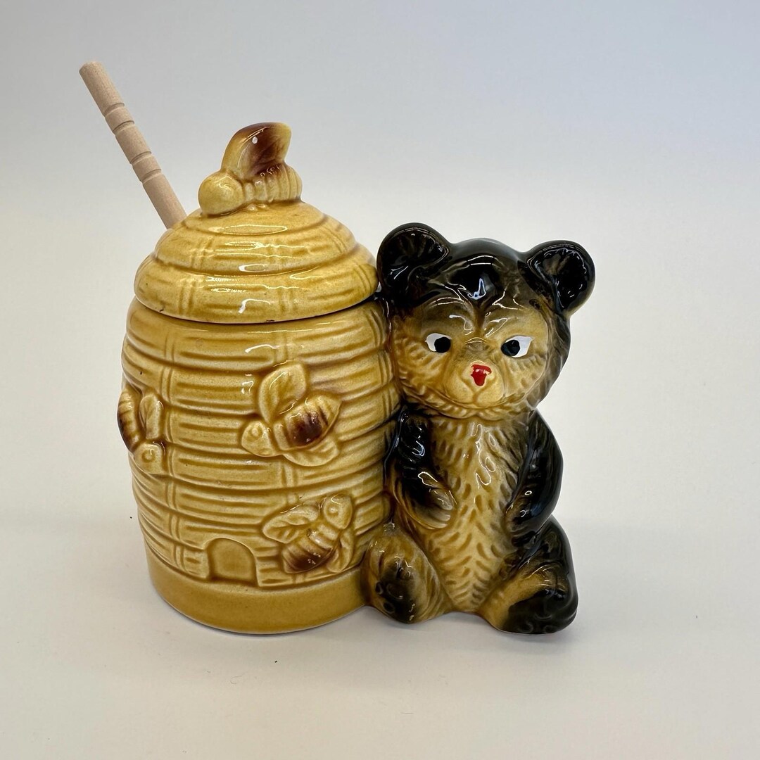 Vintage Beehive Bear Honey Pot Ceramic Made in Japan - Etsy