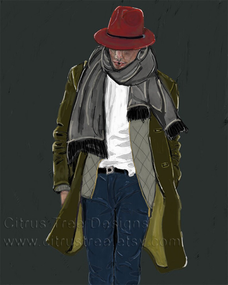 Original Painting - Digital Painting Male Man in Hat Men Painting ...