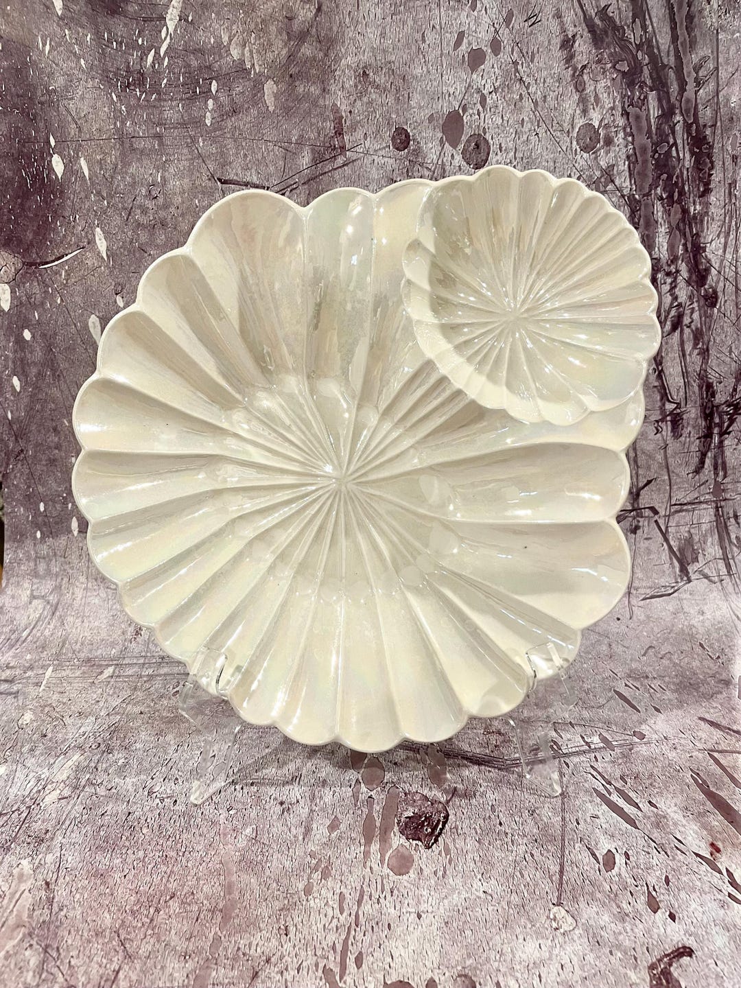 Vintage Iridescent Seashell Chip and Dip Platter, CA Pottery - Etsy