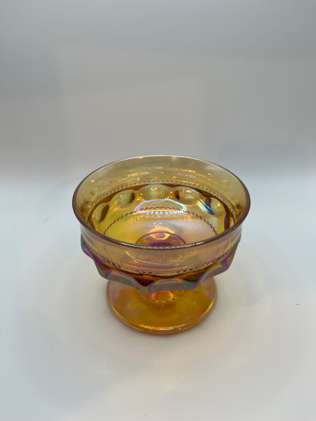 Indiana Marigold Carnival Glass, Iridescent / Kings Crown Compote Bowl ...
