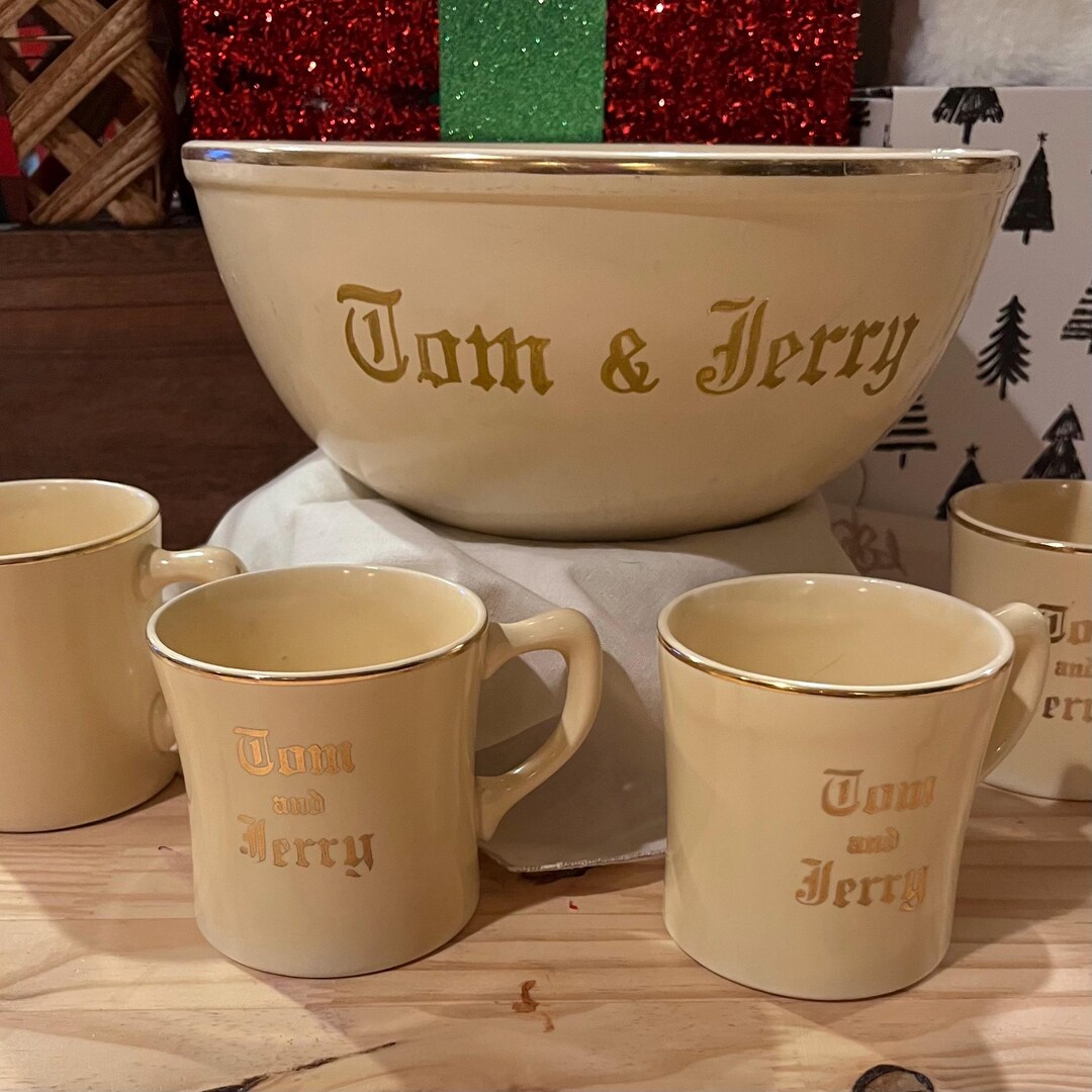 Homer Laughlin Tom and Jerry MCM Christmas Xmas Holiday Barware Vintage ...
