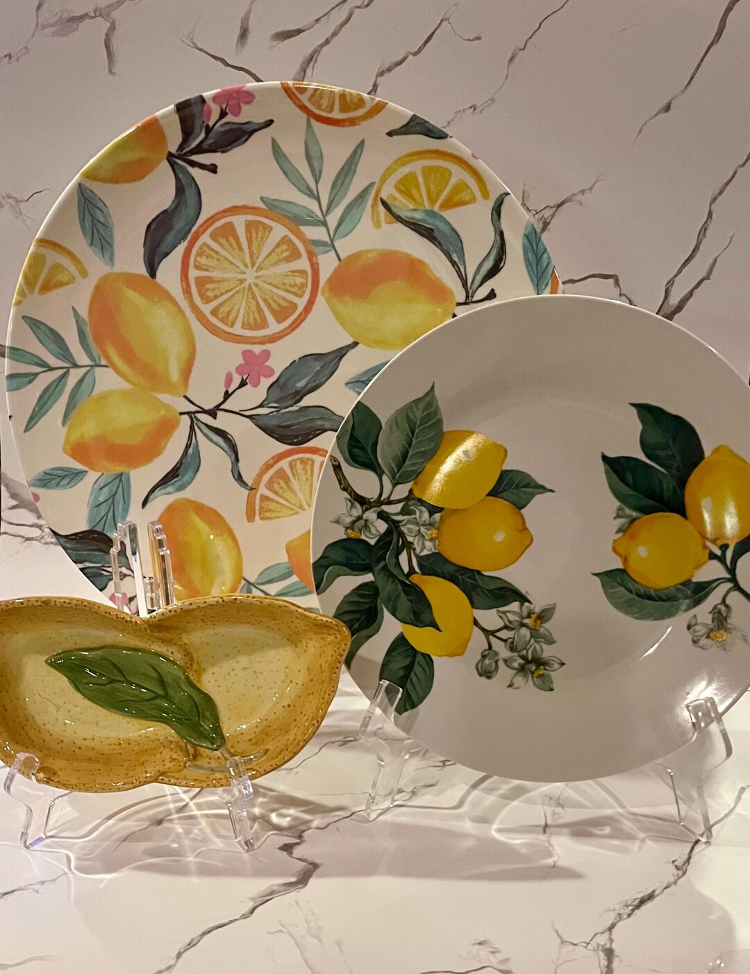 Vintage Lemons Dining Picnic Set Retro MCM Royal Norfolk 2 Dinner Plate ...