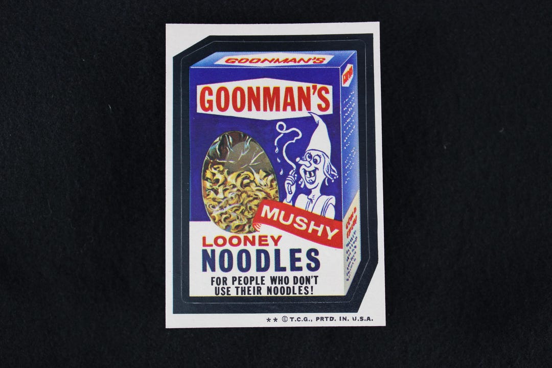 Vintage Wacky Packages Goonman's Noodles Sticker - Brown Back - 2** B ...