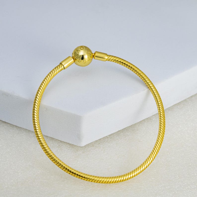 Pandora Gold Moments Snake Chain Bracelet,charm Bracelet, S925 Sterling ...