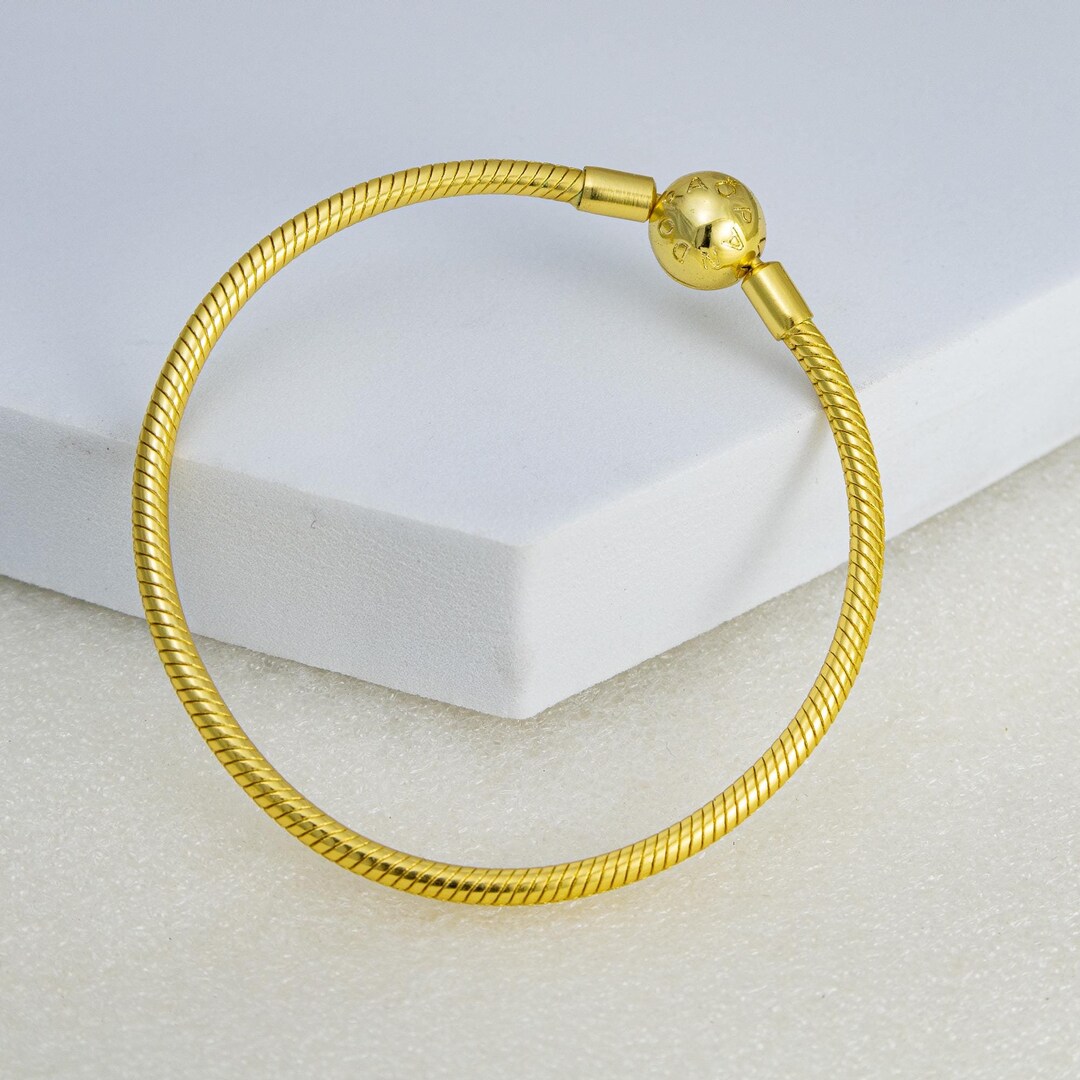 Pandora Gold Moments Snake Chain Bracelet,charm Bracelet, S925 Sterling ...