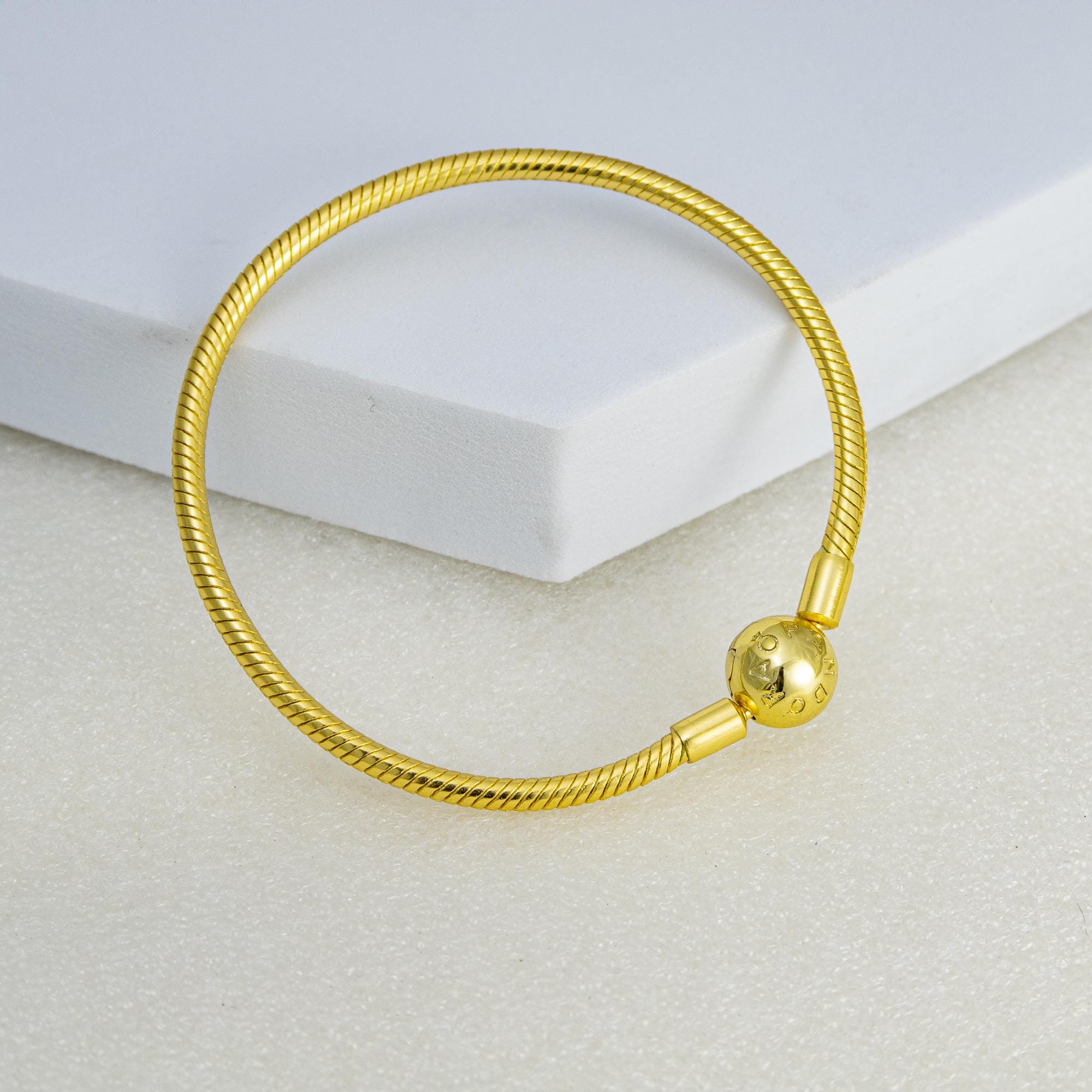 Pandora Gold Moments Snake Chain Bracelet,charm Bracelet, S925 Sterling ...