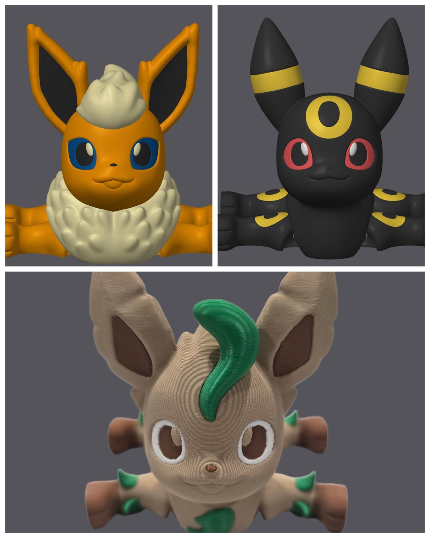 Articulated Flexi Eeveelution 3D Printed Figure Pokemon Toy: Eevee ...