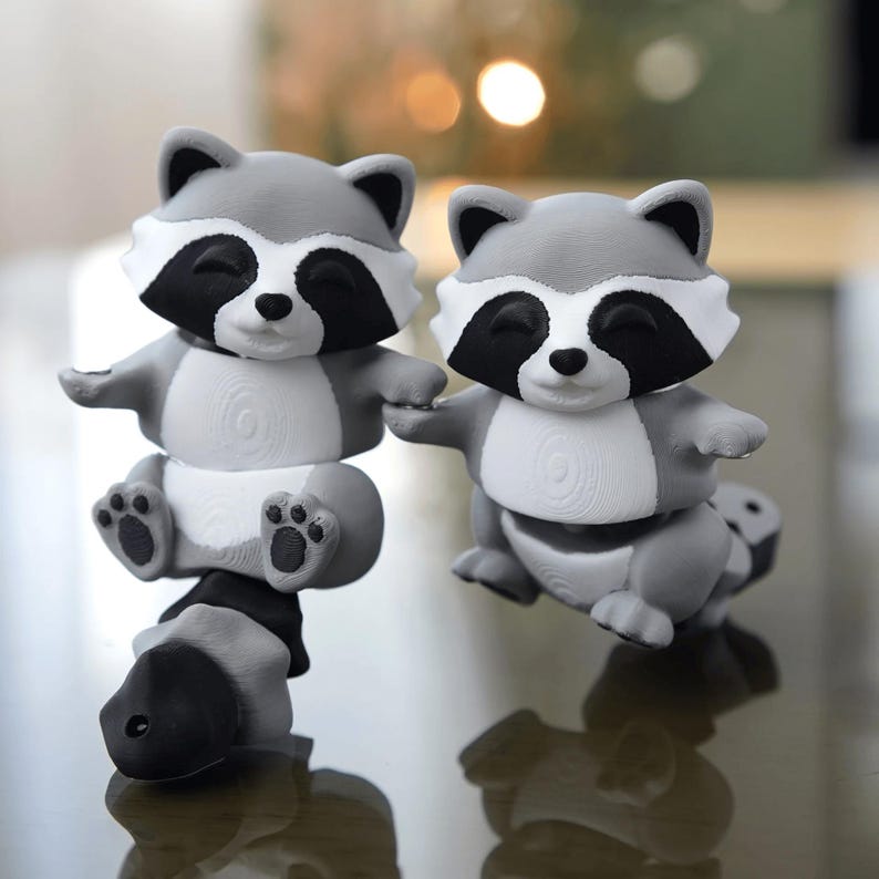 Cute Flexi Raccoon Magnetic Hand-holding Keychain Companion | 3D ...