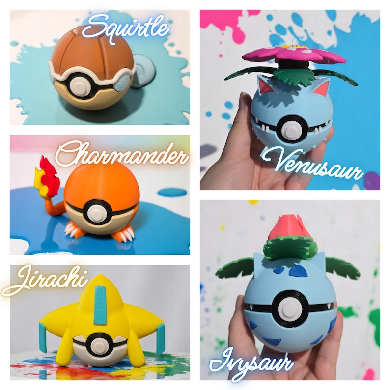 Pokemon Themed Character Pokeballs Balls - 3D Printed Display ...