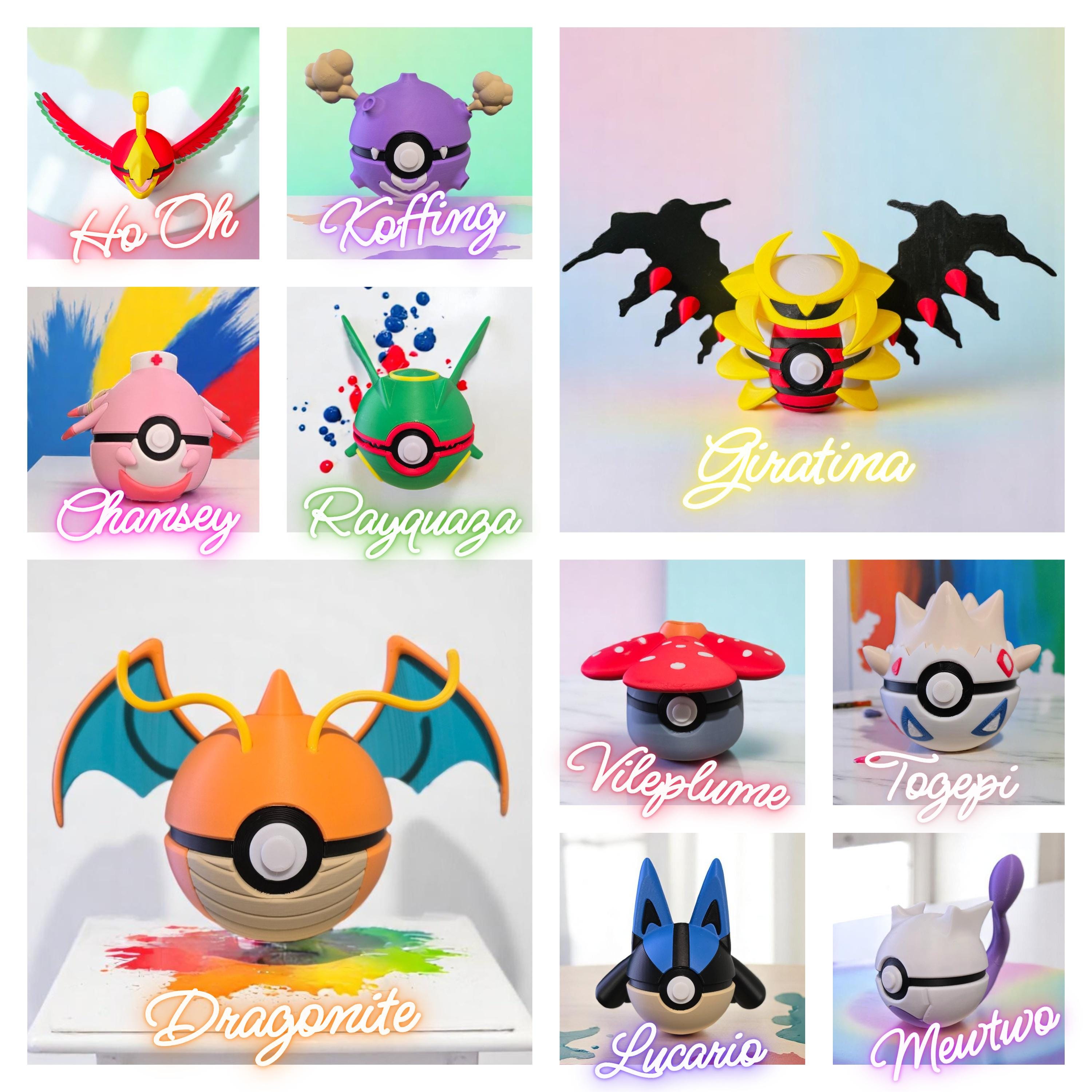 Pokemon Themed Character Pokeballs Balls - 3D Printed Display ...