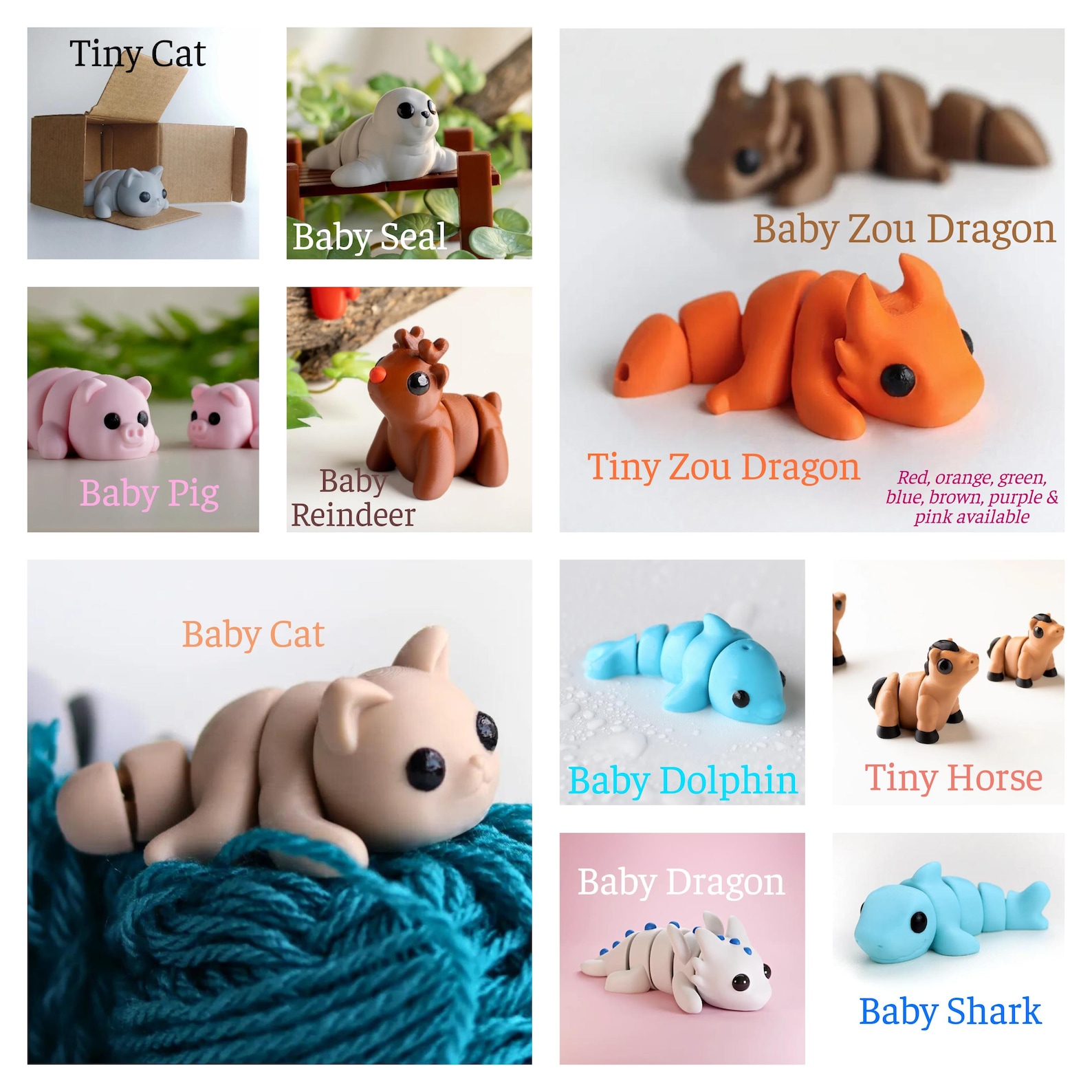 Cute Mini Baby Animals & Pets - Articulated Flexi Fidgets / Mystery ...