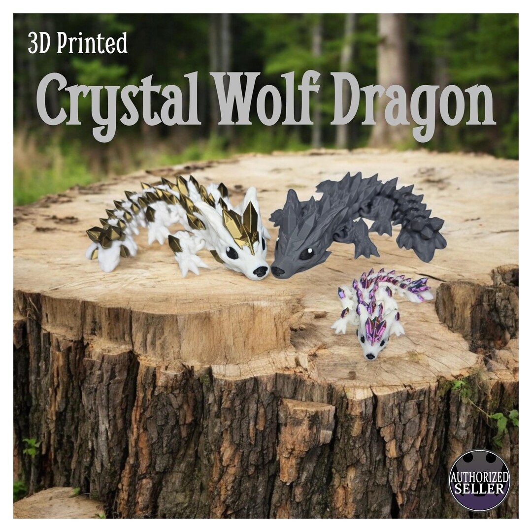 Crystal Wolf Dragon & Baby Tadling Dragon | Flexi Wiggle Articulated ...