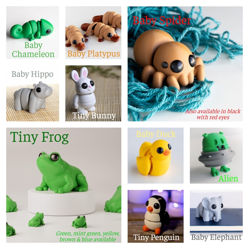 Cute Mini Baby Animals & Pets - Articulated Flexi Fidgets / Mystery ...