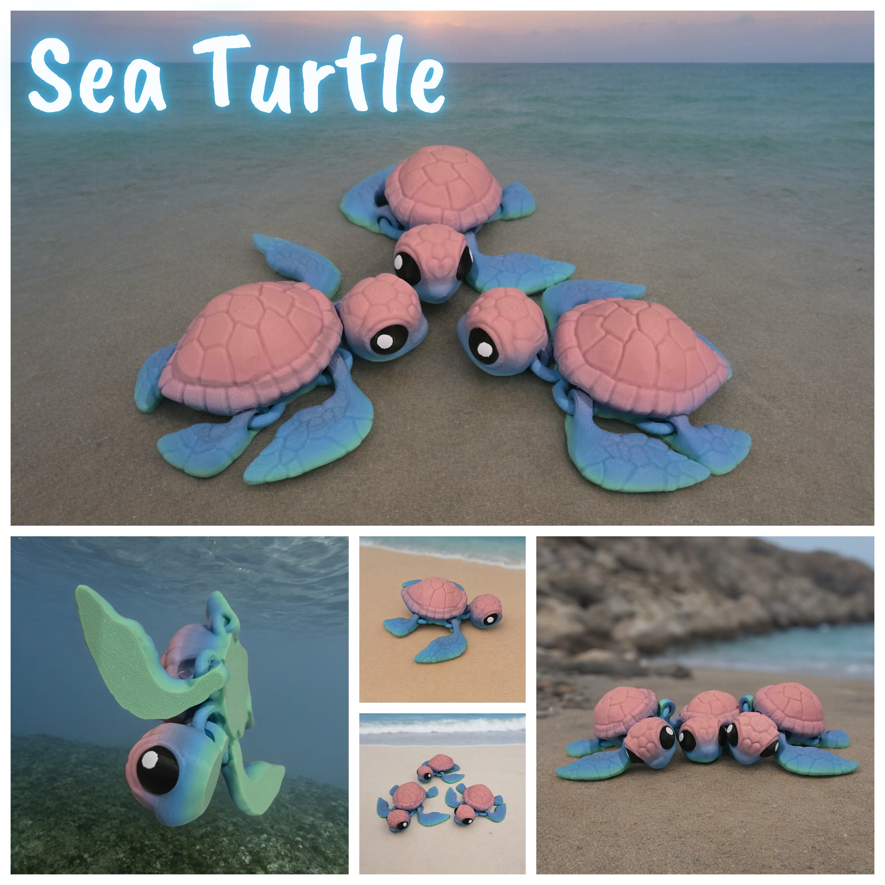 Cute Articulated Animals Pets - Turtle, Spider, Frog, Bunny, Snake ...