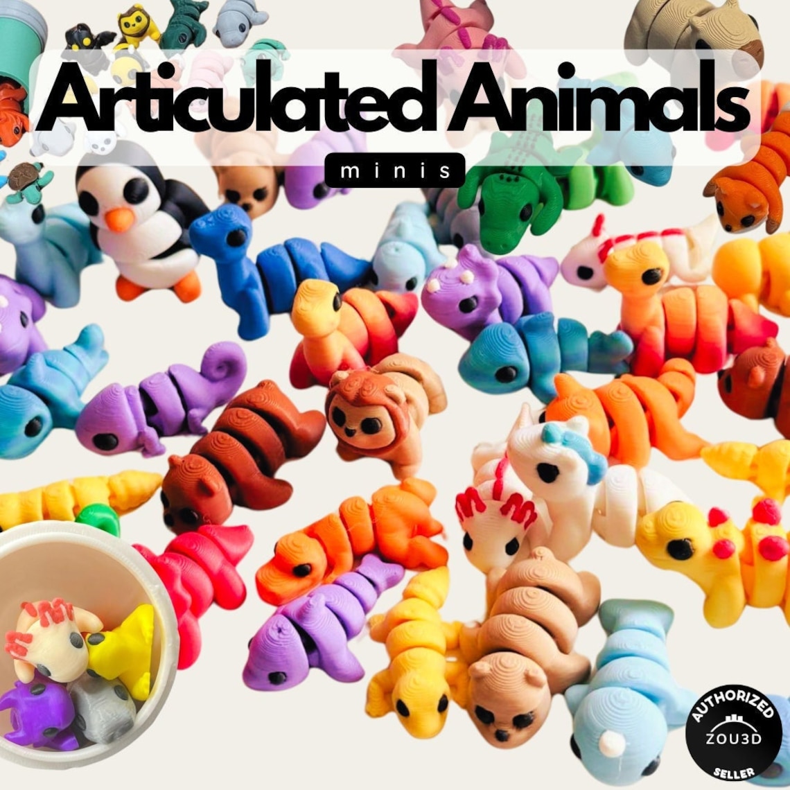 Cute Mini Baby Animals & Pets Articulated Flexi Fidgets / Mystery Eggs ...