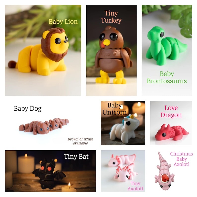 Cute Mini Baby Animals & Pets - Articulated Flexi Fidgets / Mystery ...